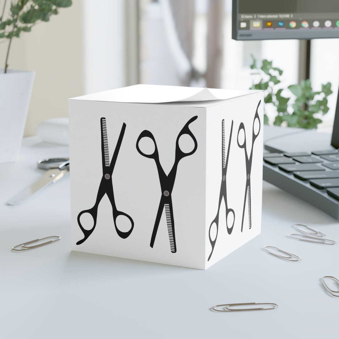 Scissor Icons Note Cube | Hair Stylist Desk Memo Block - Etsy