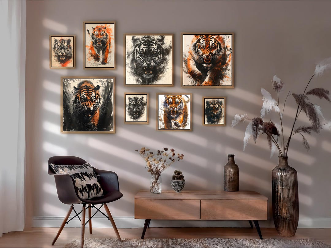 Badass Angry Tiger Ink Painting Wall Art | 25 High Resolution PNG ...