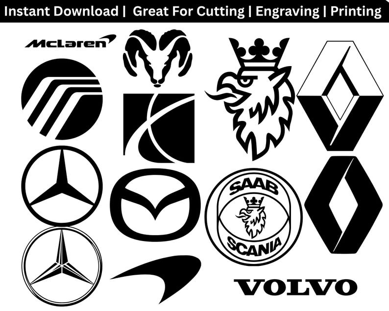 Car Logo SVG Bundle: 380+ Vector Files for Cricut, Silhouette (instant ...