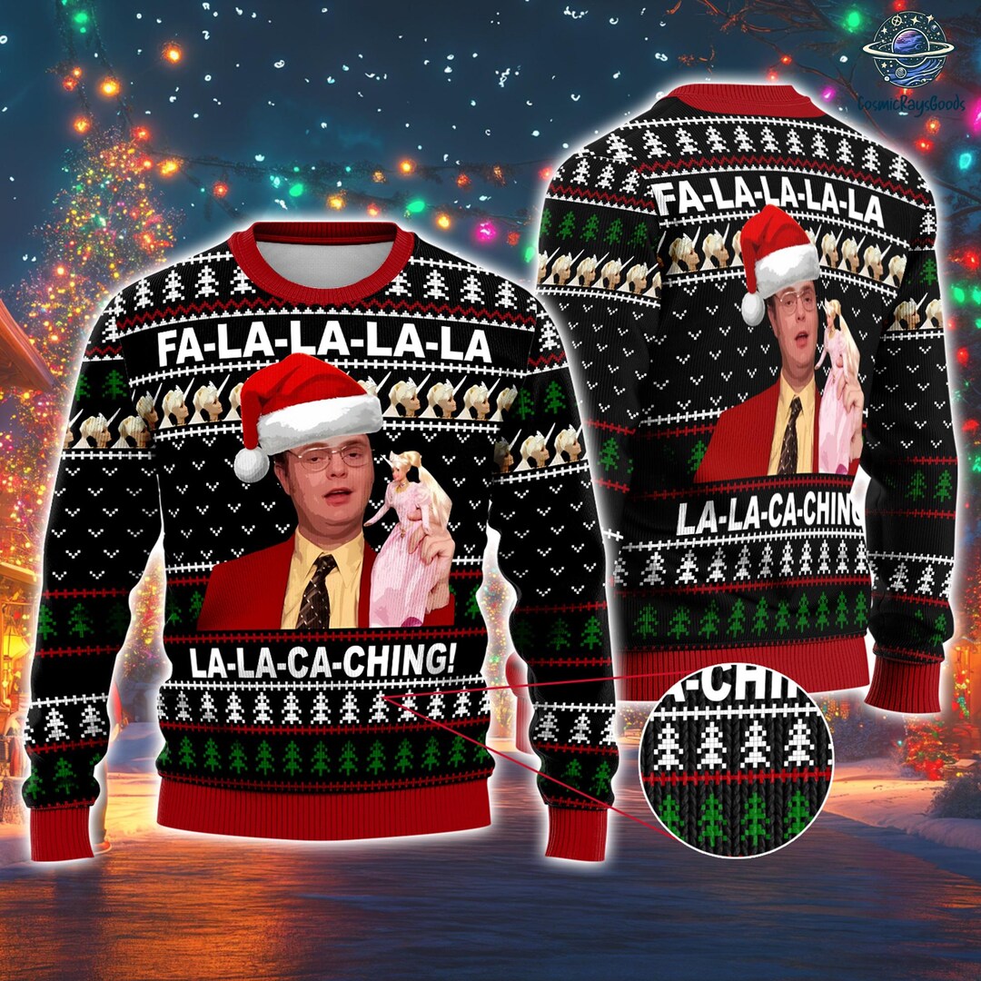 The Office Dwight Schrute Ugly Christmas Sweater, La La La Ca Ching the ...