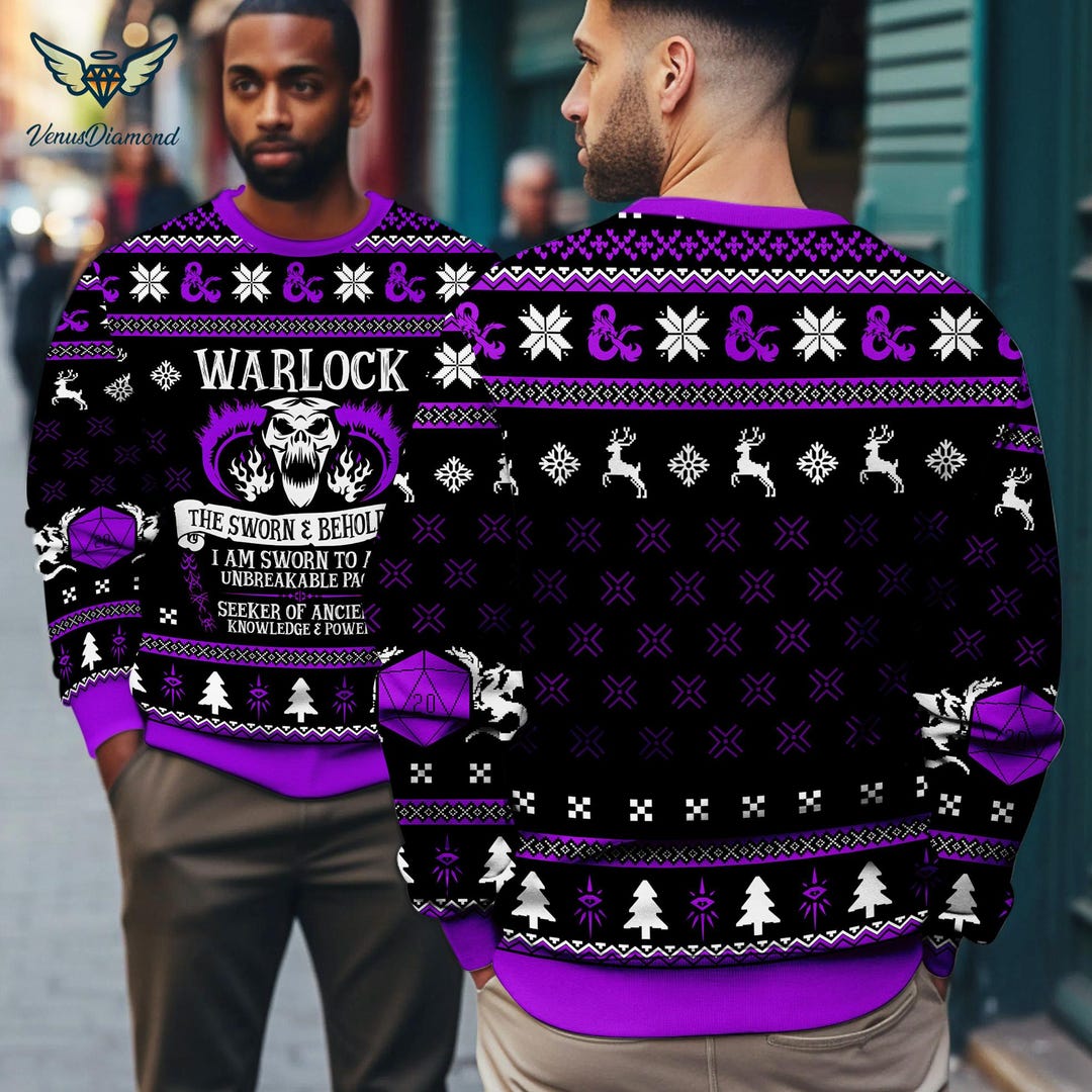 Dungeon Warlock Ugly Christmas Sweater | Dungeons and Dragons Christmas ...