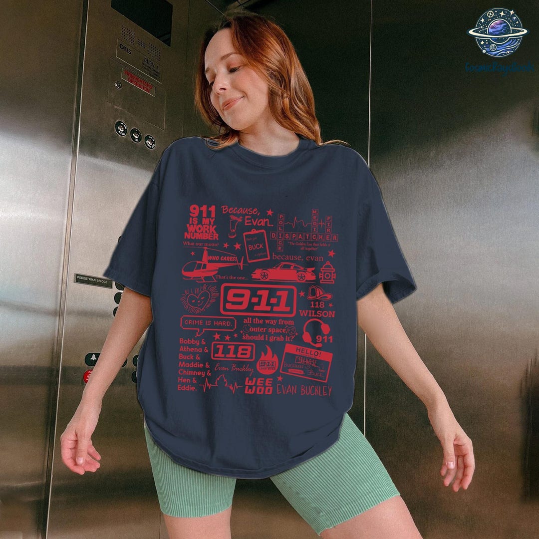 9-1-1 Doodle Art Shirt, 911 American TV Series Shirt, 9-1-1 TV Show ...