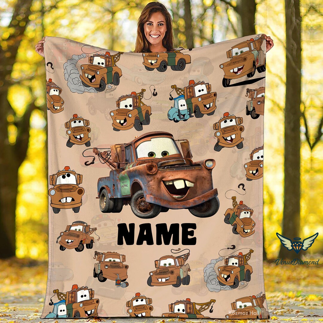Custom Name Tow Mater Blanket, Disneyland Cars Movie Blanket, Birthday ...