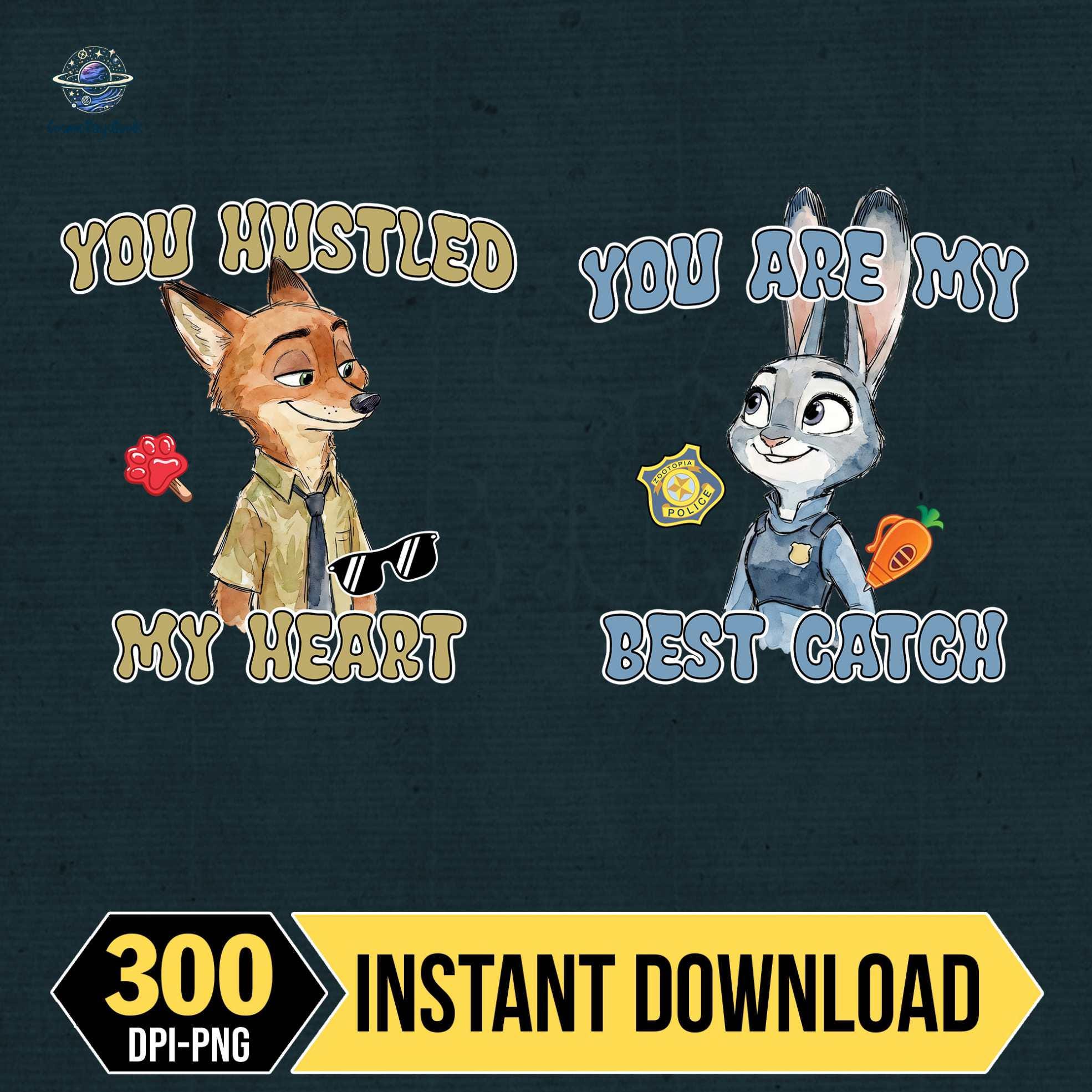Zootopia Judy and Nick Png, Couple Matching Png,retro Zootropolis ...