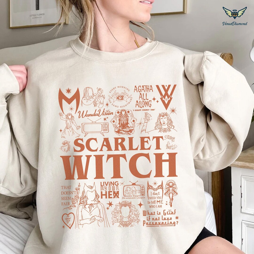 Scarlet Witch Doodle Art Sweatshirt, Scarlet Witch Movie Shirt ...