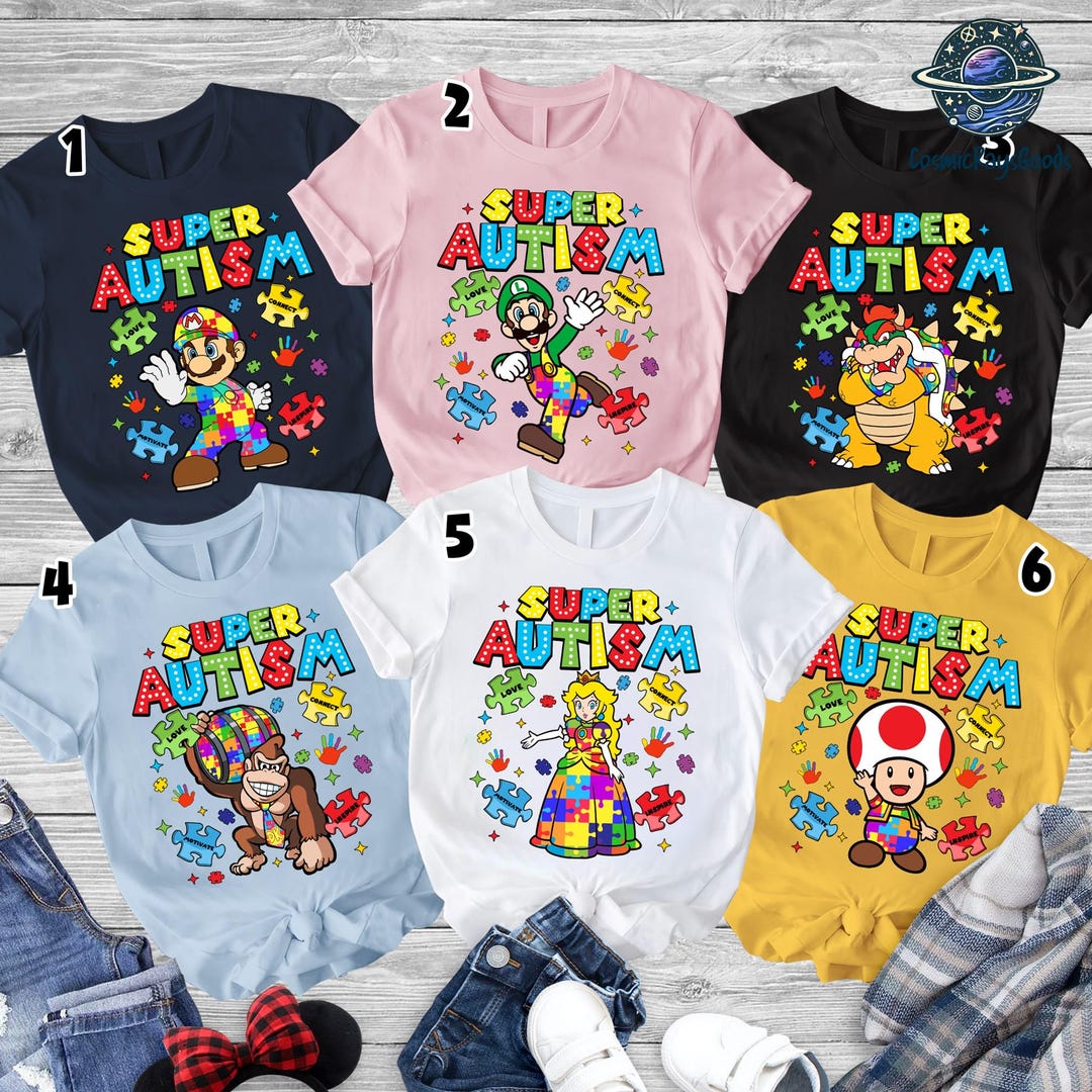 Custom Super Mario Autism Awareness Shirt, Autism Awareness Shirt ...