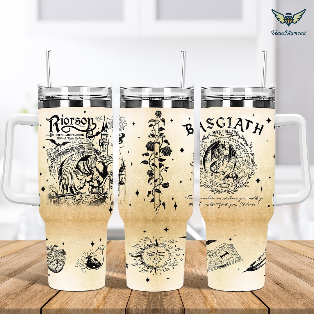 Xaden Riorson Fourth Wing 40oz Tumbler Wrap, Basgiath War College ...