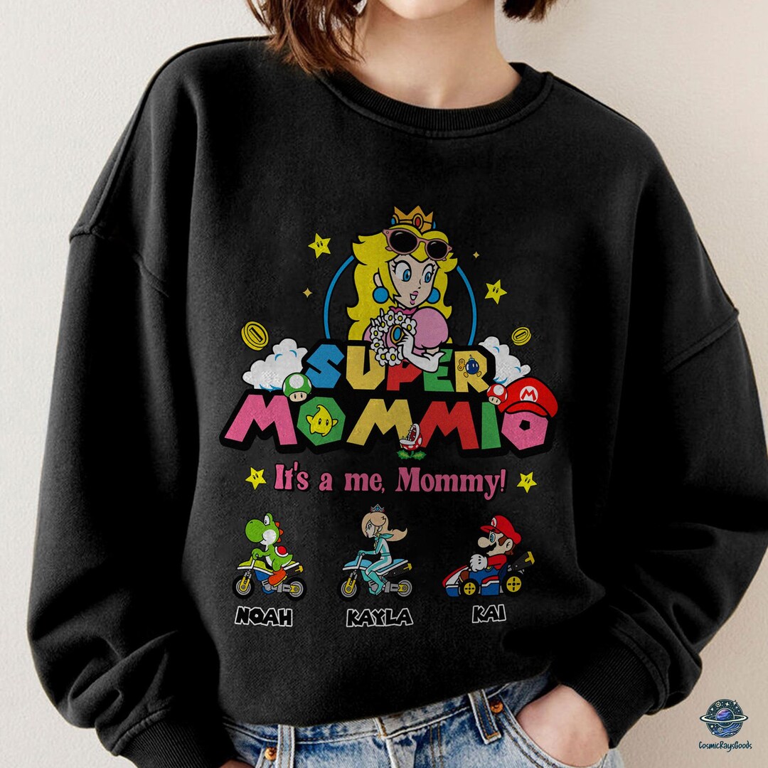 Custom Kids Name Super Mommio Shirt, Super Mario Kart Shirt, Super ...