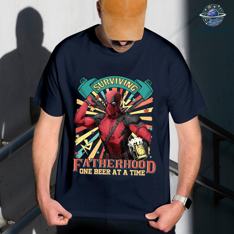 Deadpool Surviving Fatherhood One Beer at A Time Shirt, Funny Dadpool ...