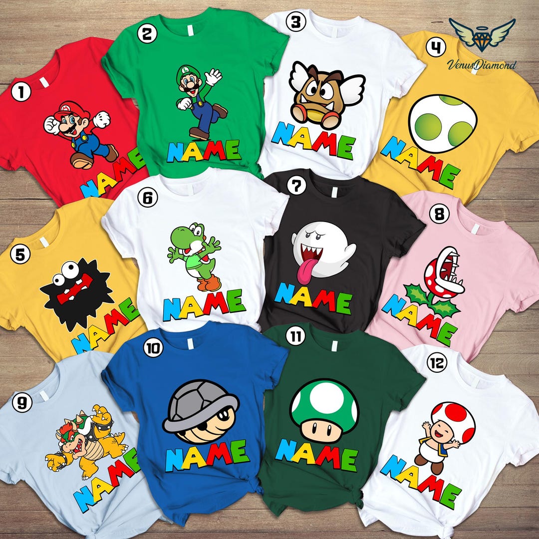 Super Mario Matching Shirts | Super Mario Family Shirts | Mario Bros ...