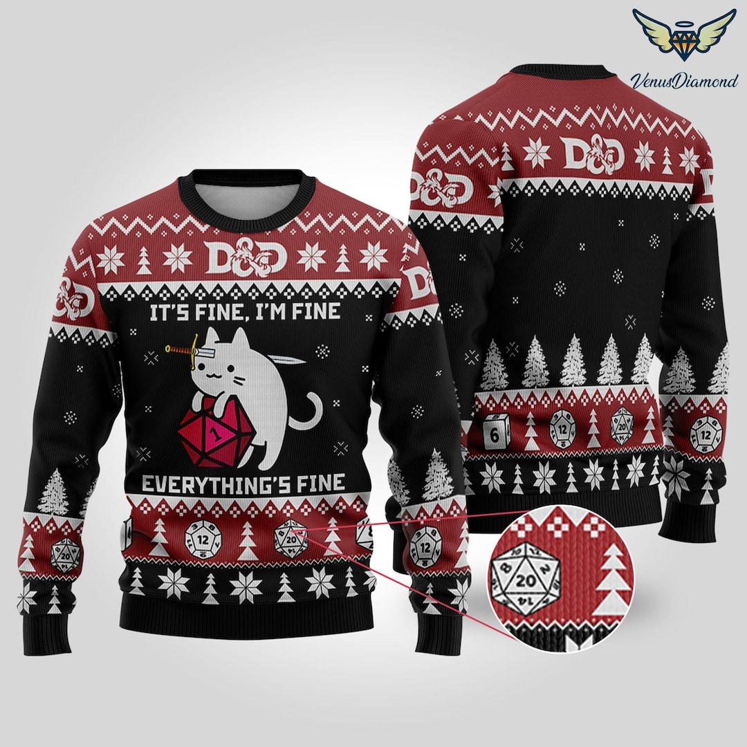 Christmas Gift, Dungeons and Dragon Sweater, Dnd Ugly Christmas Sweater ...