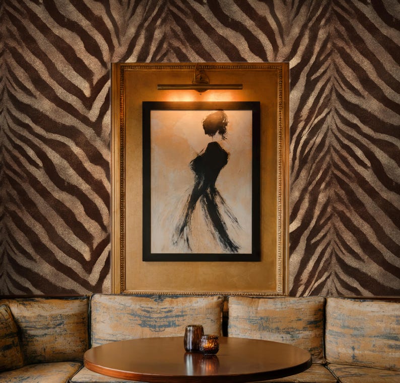 Mocha Zebra Print Wallpaper - Textured Vinyl - Designer Bedroom - Etsy