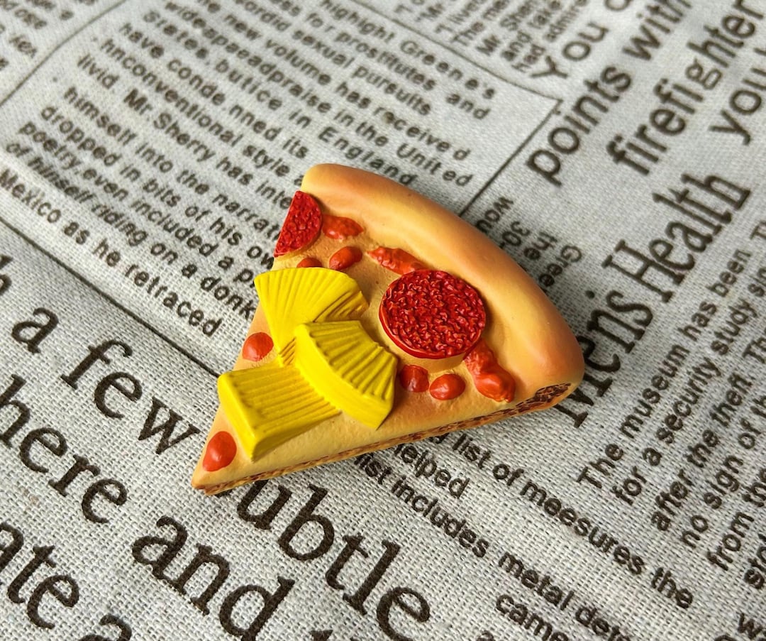 Handmade Mini Pizza Slice Magnet | Hyper-realistic Pepperoni & Cheese ...