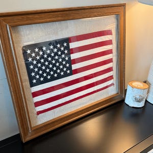 Framed Vintage American Flag Art: Coastal Linen Mount (11x14) - Etsy