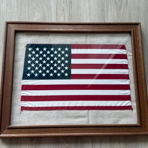 Framed Vintage American Flag Art: Coastal Linen Mount (11x14) - Etsy