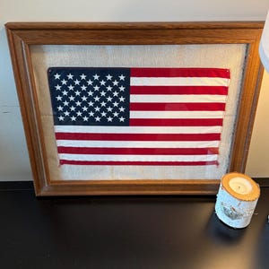Framed Vintage American Flag Art: Coastal Linen Mount (11x14) - Etsy