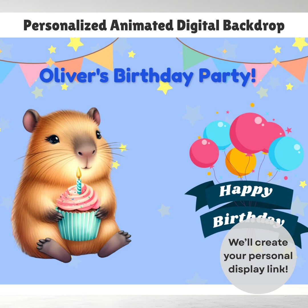 Customized Capybara Birthday Backdrop Cute Animal Digital Background ...