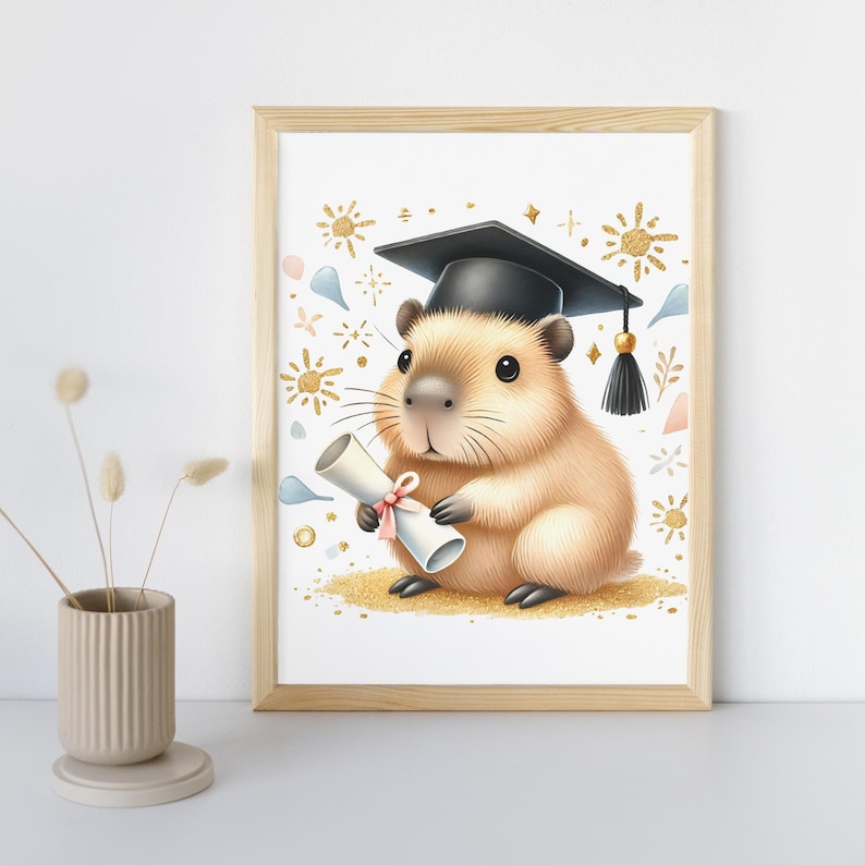 Transparent Graduation Capybara Clipart Watercolor Grad Capy With Cap ...