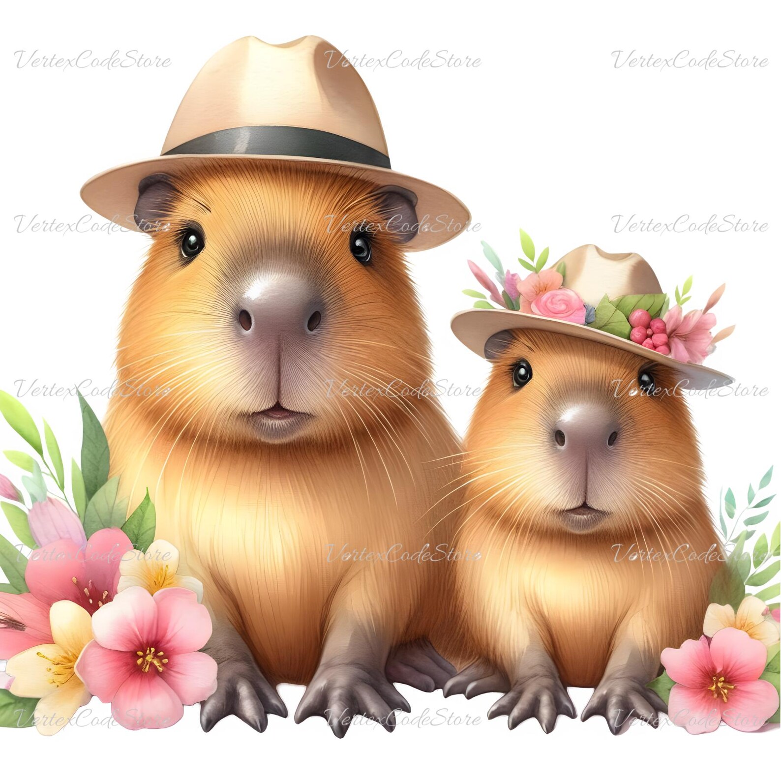 Father's Day Capybara 10 PNG Clipart Bundle, Transparent Watercolor ...
