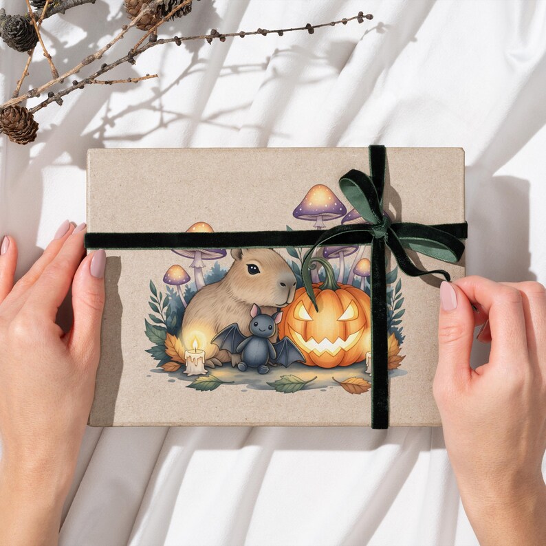 Capybara Halloween Clipart Cute Capybara October Theme PNG Fall Animal ...