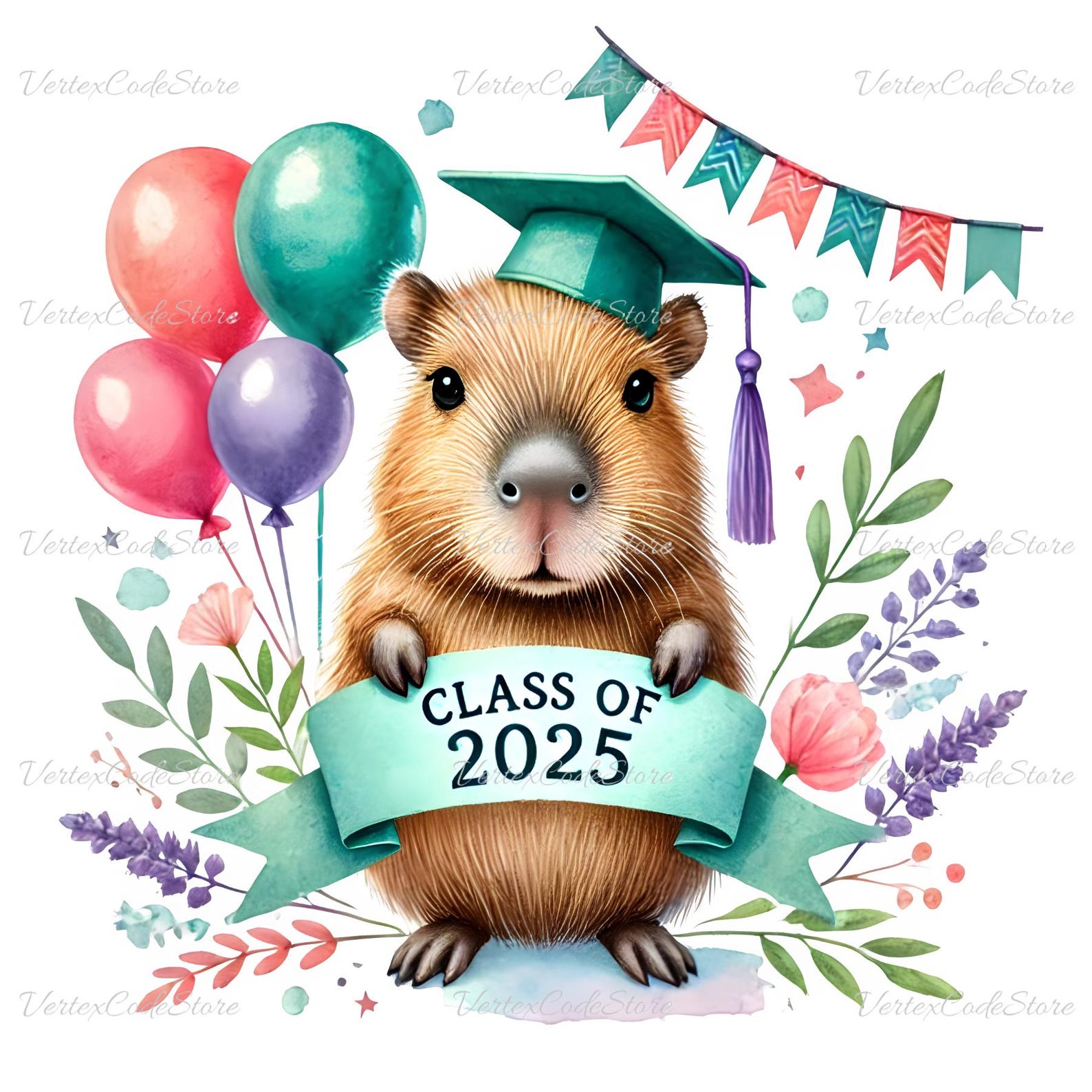 Transparent Cute Graduation Capybara PNG Capybara Watercolor Capybara ...
