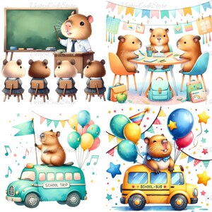 Capybara Back to School Clipart Watercolor Capybara Student PNG Cute ...