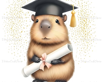 Transparent Graduation Capybara Clipart Watercolor Grad Capy With Cap ...