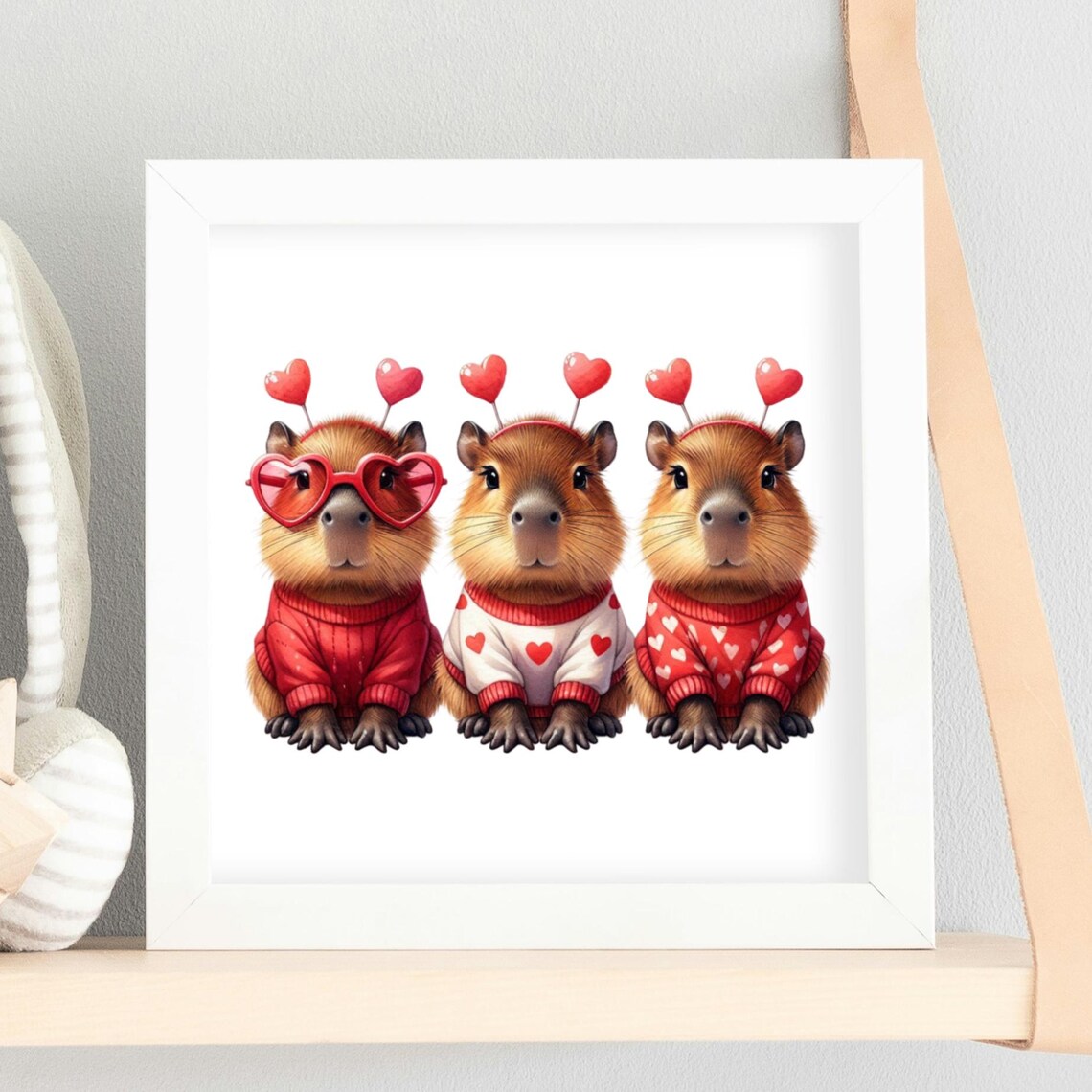 Cute Capybara Valentine's Day Clipart, Printable Funny Capybaras With ...