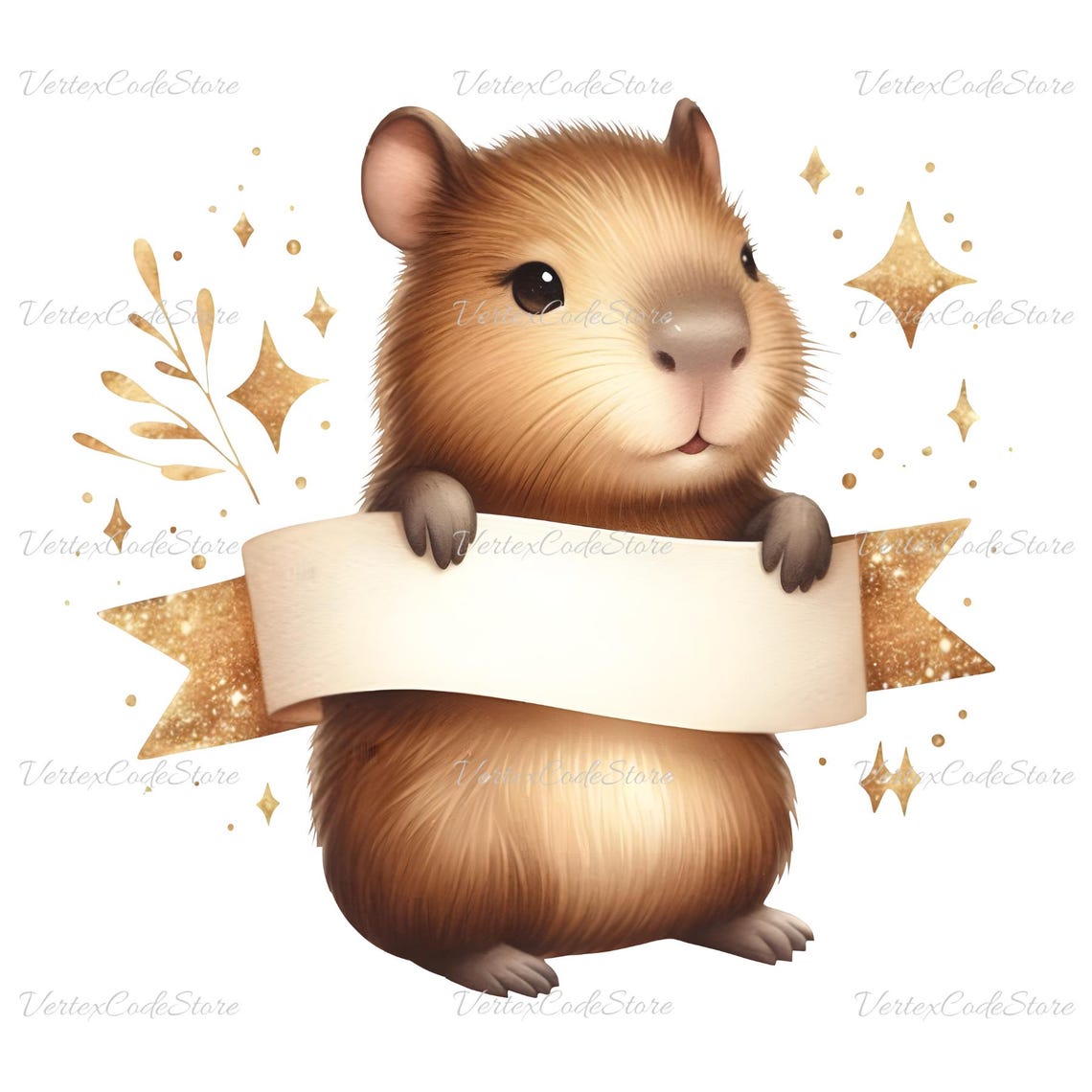 Capybara Clipart Bundle Capybara With Blank Sign Cute Animal Holding ...