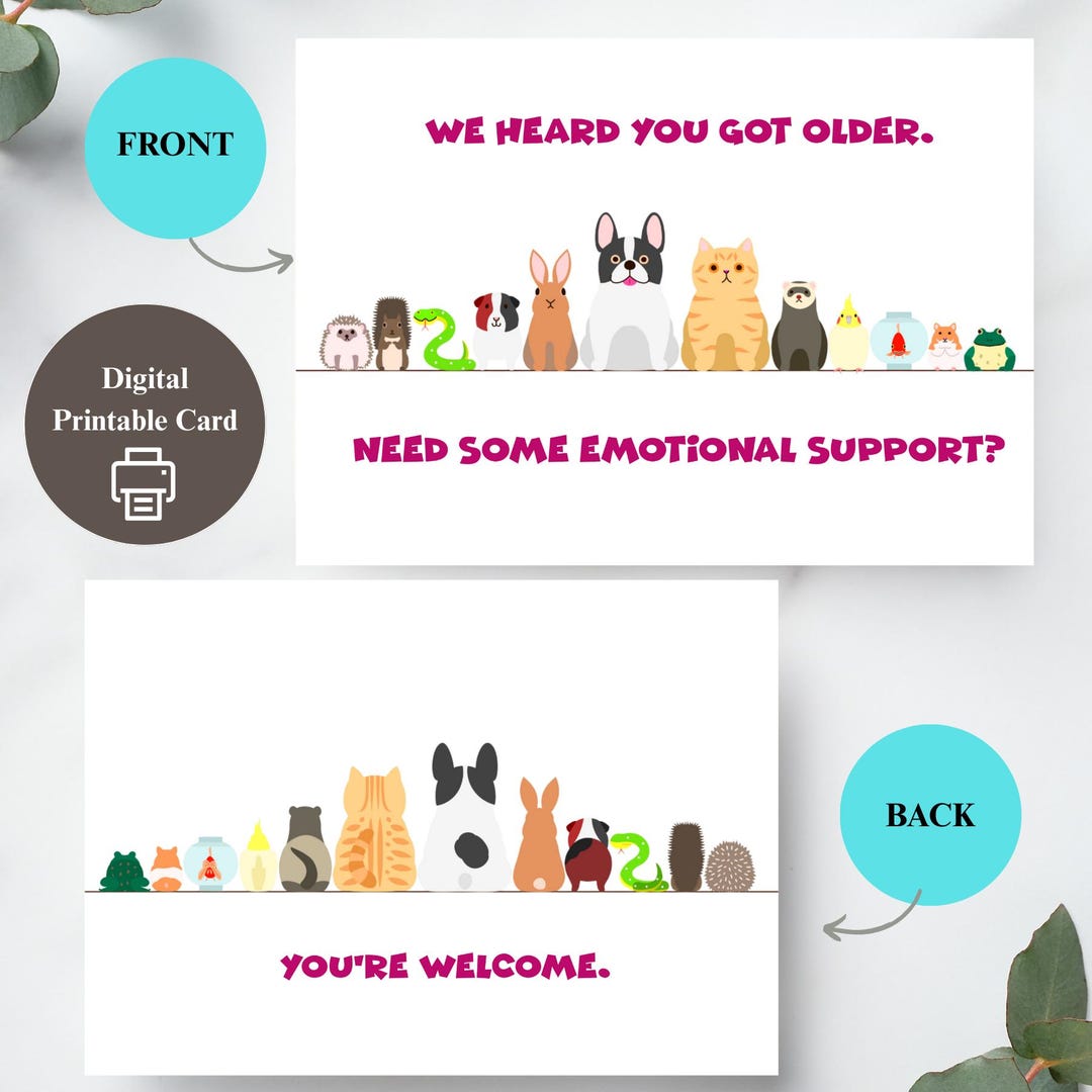 PRINTABLE Happy Birthday Card With Animals, Greeting Card PDF With ...