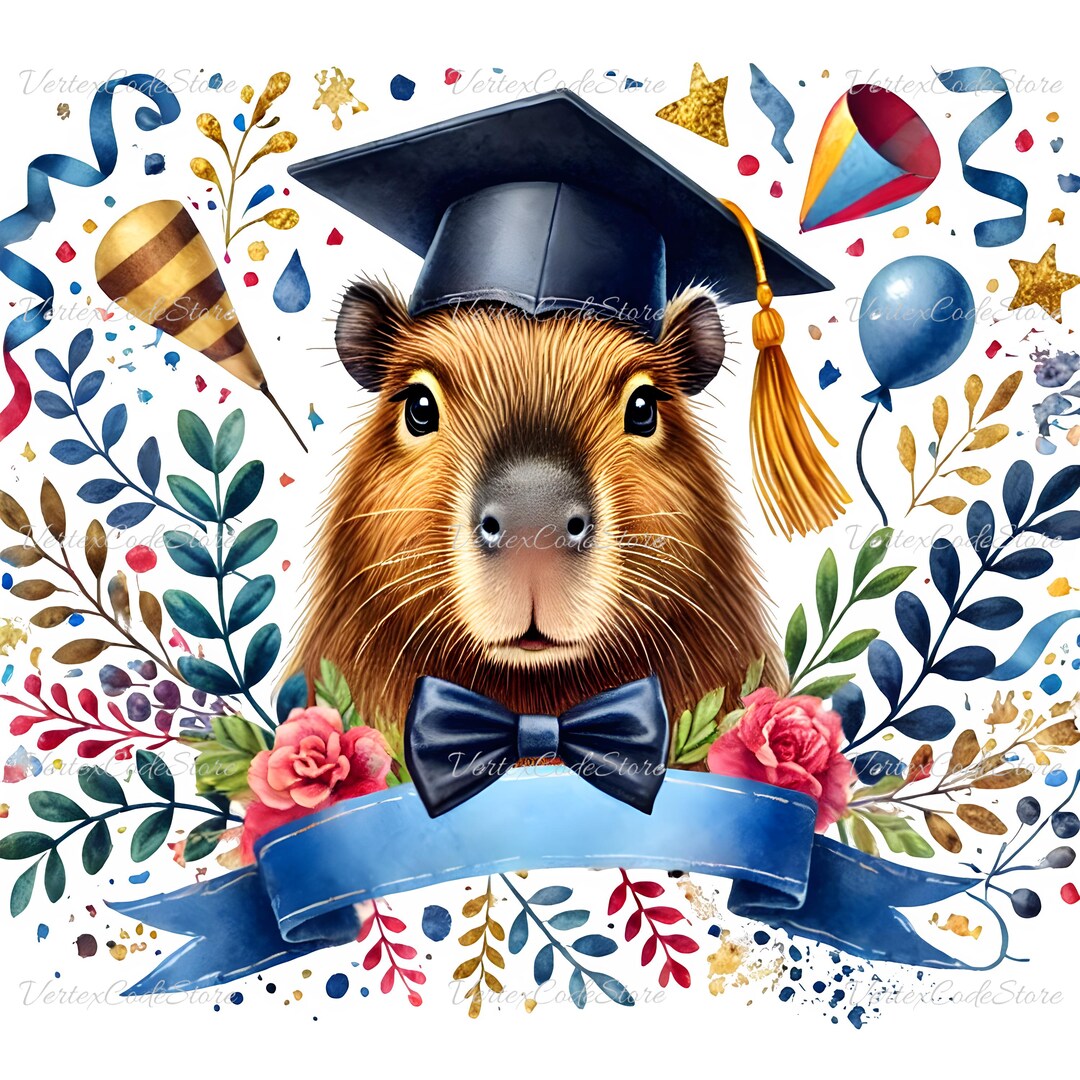 Transparent Graduation Capybara Clipart Digital Download Capy Image ...