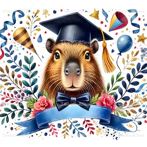 Transparent Graduation Capybara Clipart Digital Download Capy Image ...