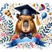 Transparent Graduation Capybara Clipart Digital Download Capy Image ...