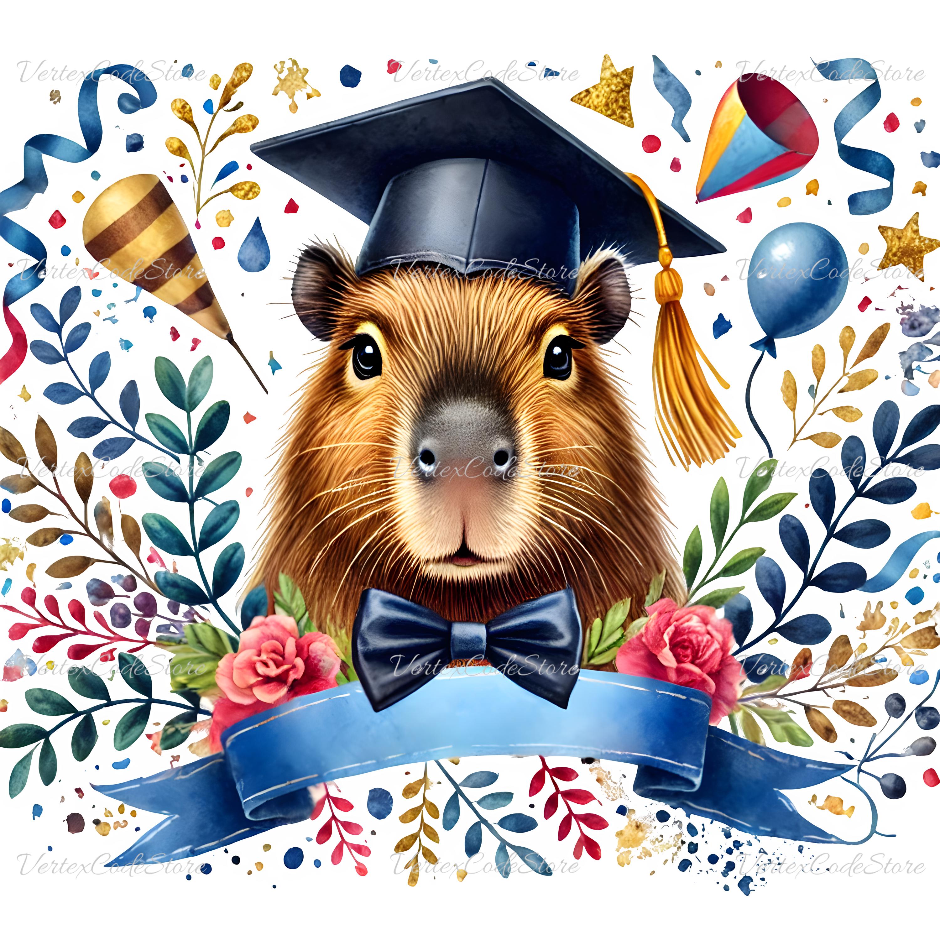 Transparent Graduation Capybara Clipart Digital Download Capy Image ...