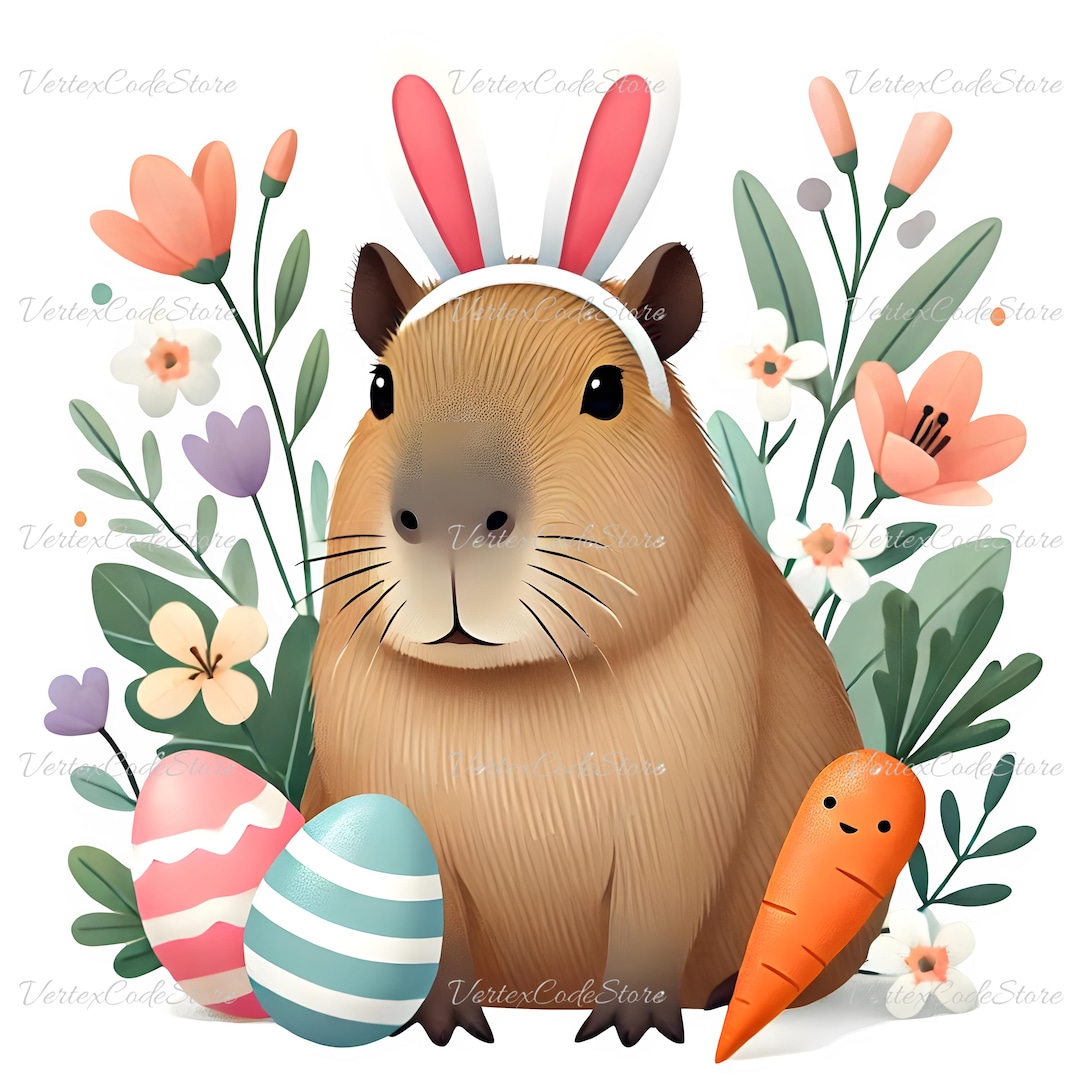 Easter Cute Capybara PNG Capybara Watercolor Transparent Capybara ...