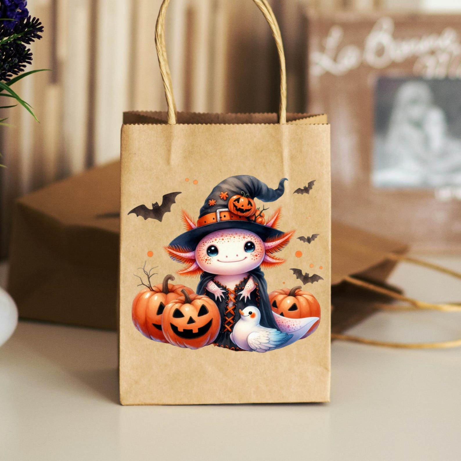 Watercolor Axolotl Halloween Clipart Kawaii Spooky Animal PNG Digital ...