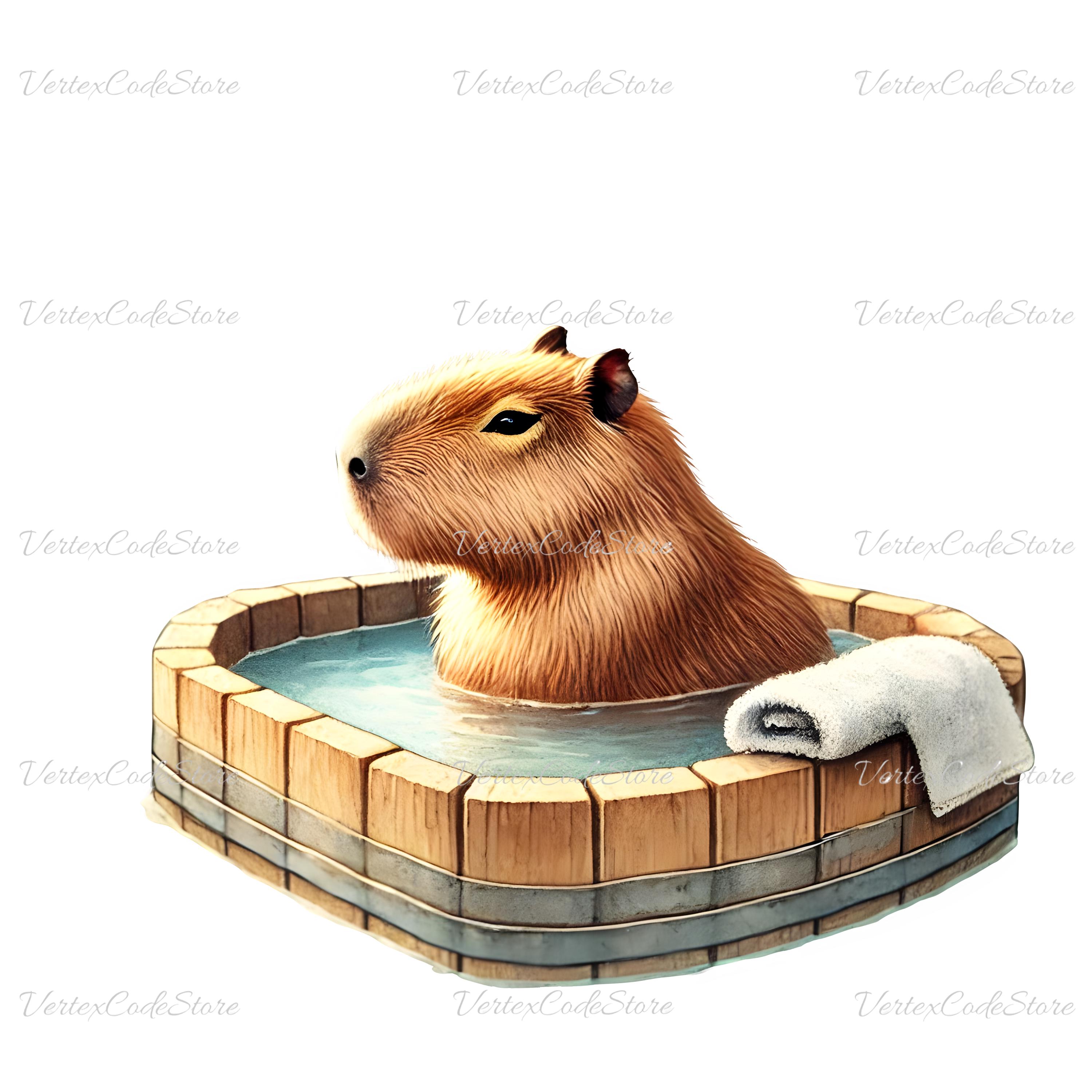 TRANSPARENT Funny Capybara PNG Clipart, Capybara in Onsen PNG, Relaxing ...