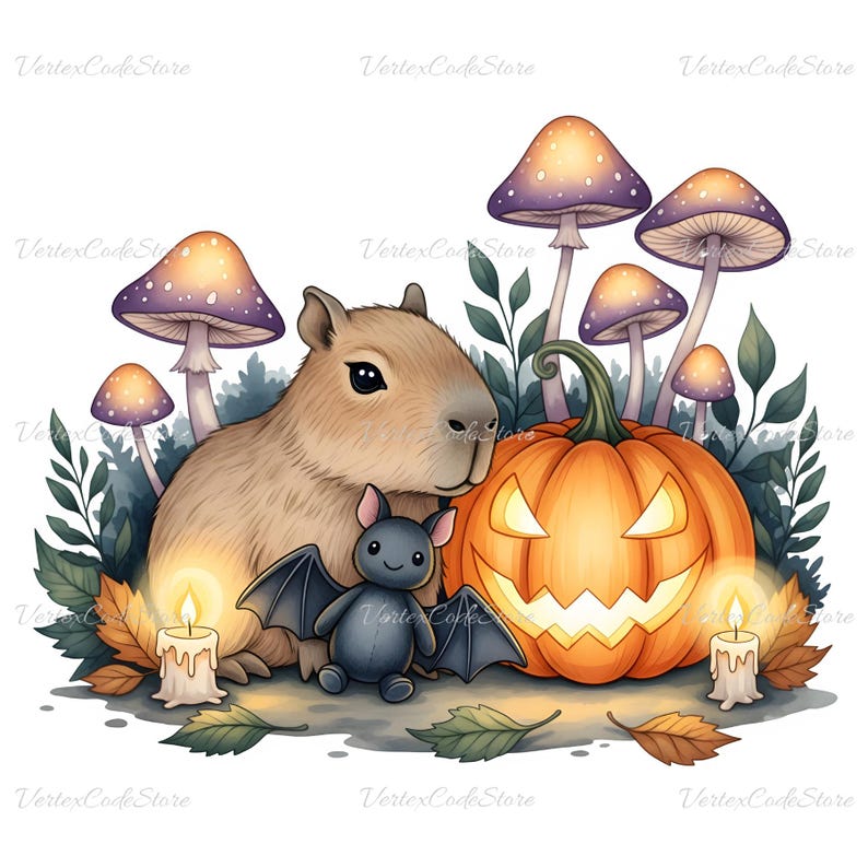 Capybara Halloween Clipart Cute Capybara October Theme PNG Fall Animal ...