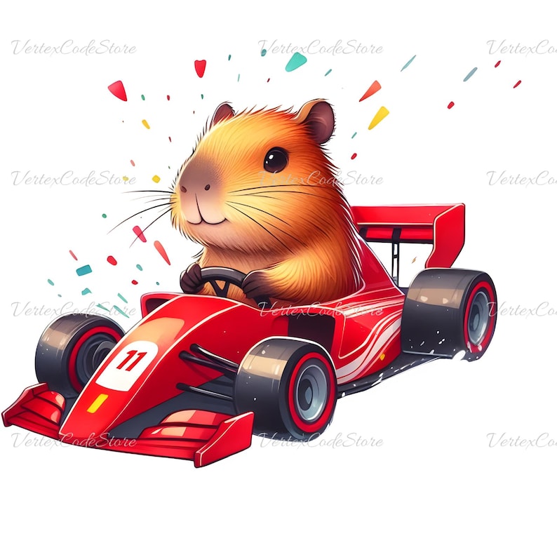 Capybara F1 Clipart Bundle Watercolor Capybara Boy Racer 5 PNG Images ...