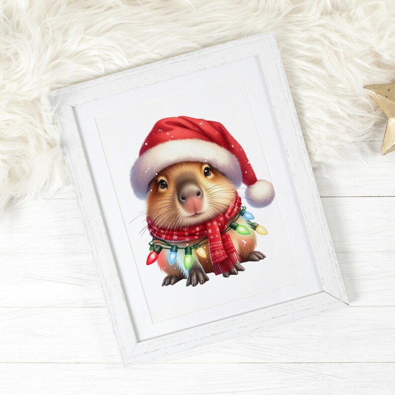 Capybara Christmas Clipart Watercolor Kawaii Animal PNG Cute Holiday ...