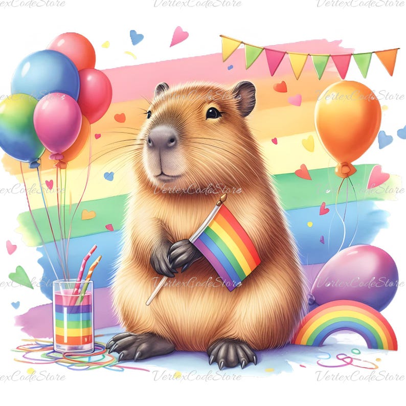 Transparent Capybara Pride Month Clipart Bundle Animal Images With ...