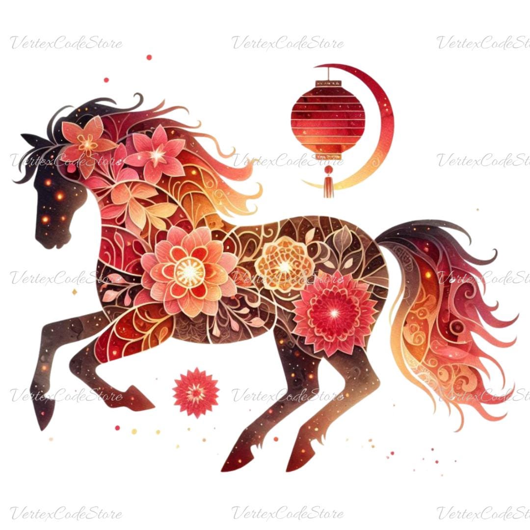 Chinese New Year 2026 Year of the Horse Clipart Lunar New Year Horse ...