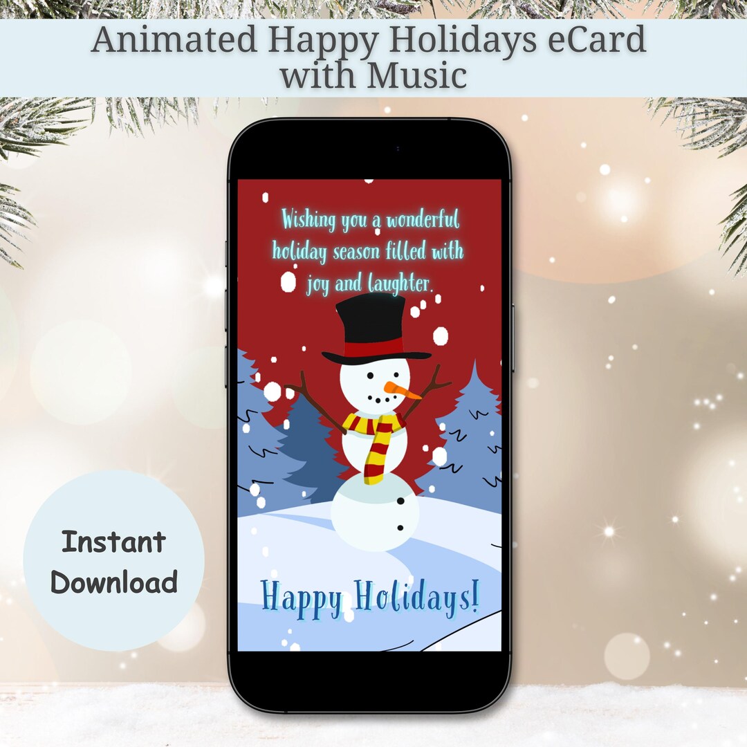 Animated Holiday Greeting Card Virtual Christmas Card Snowman Animation ...