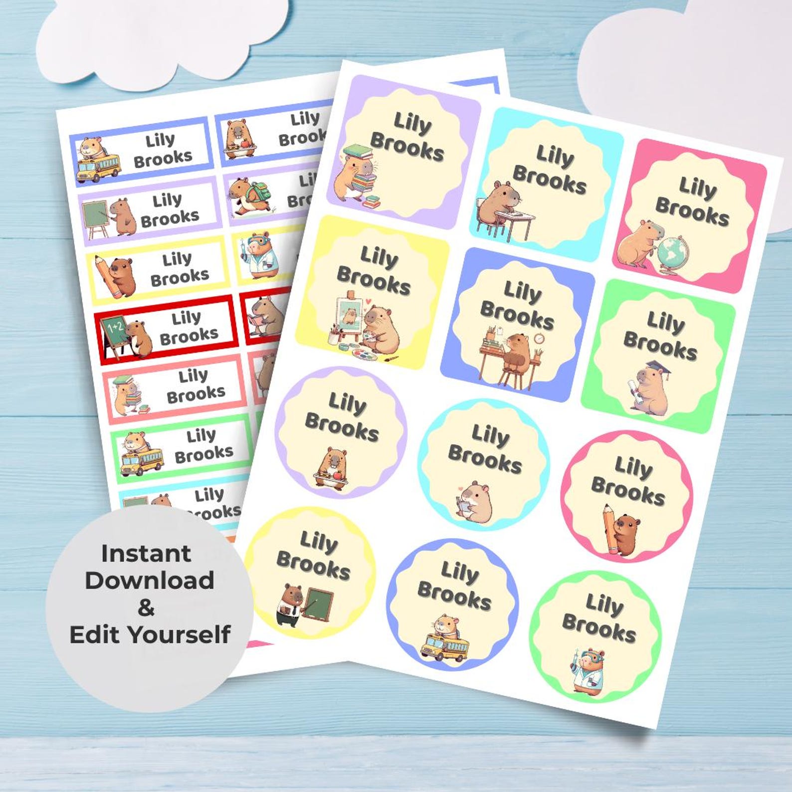 Capybara Name Tag Template: Editable Classroom Labels (digital Download ...