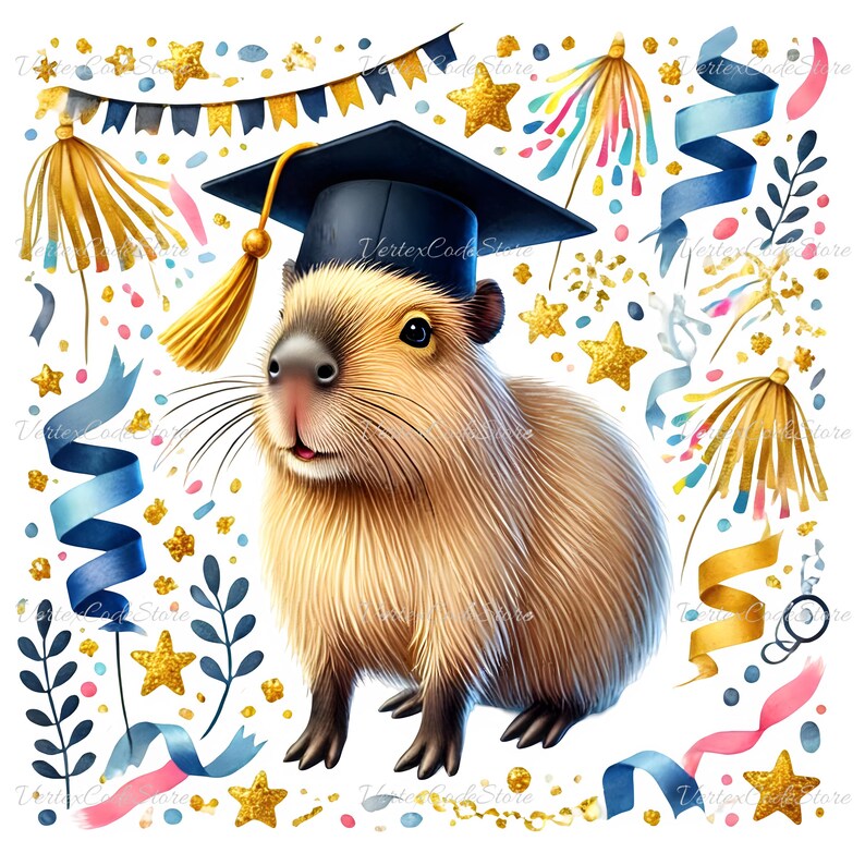 Transparent Graduation Capybara Clipart Bundle, 5 PNG Capybara ...