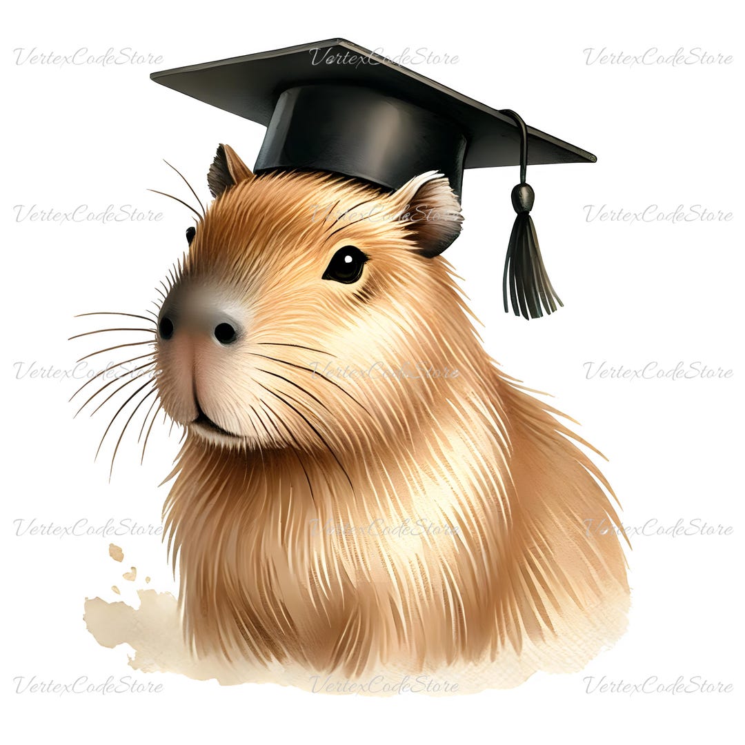 TRANSPARENT Graduation Capybara Clipart, Watercolor Capy PNG With ...