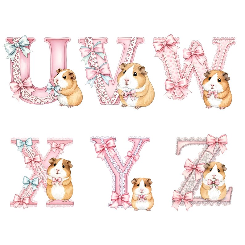 Guinea Pig Coquette Alphabet Watercolor Alphabet PNG Animal Letters ...