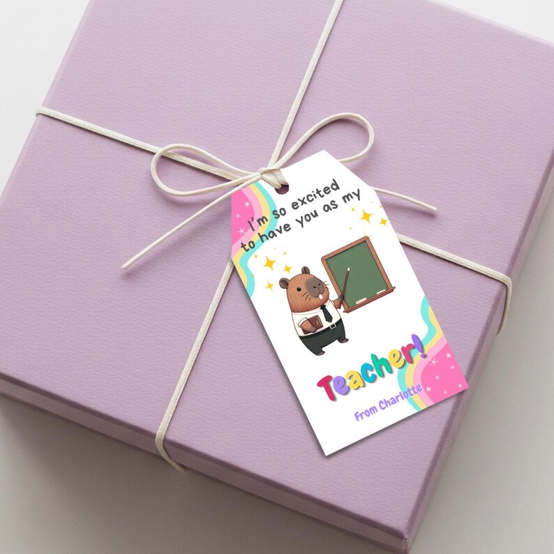 Editable Teacher Gift Tag Template Capybara Teacher Appreciation Tag ...