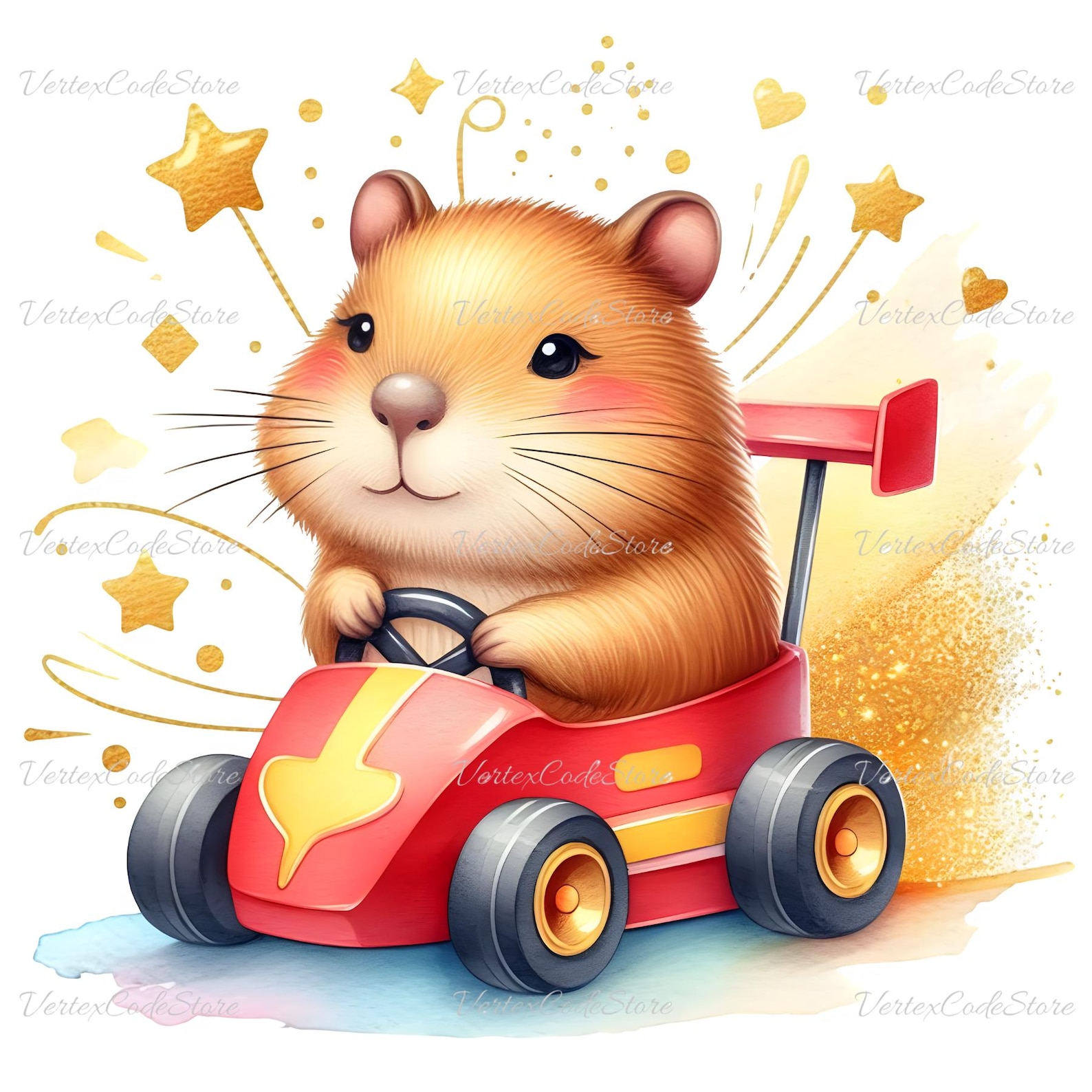 Capybara F1 Clipart Bundle Watercolor Capybara Boy Racer 5 PNG Images ...