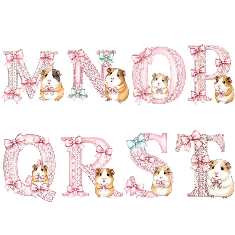 Guinea Pig Coquette Alphabet Watercolor Alphabet PNG Animal Letters ...